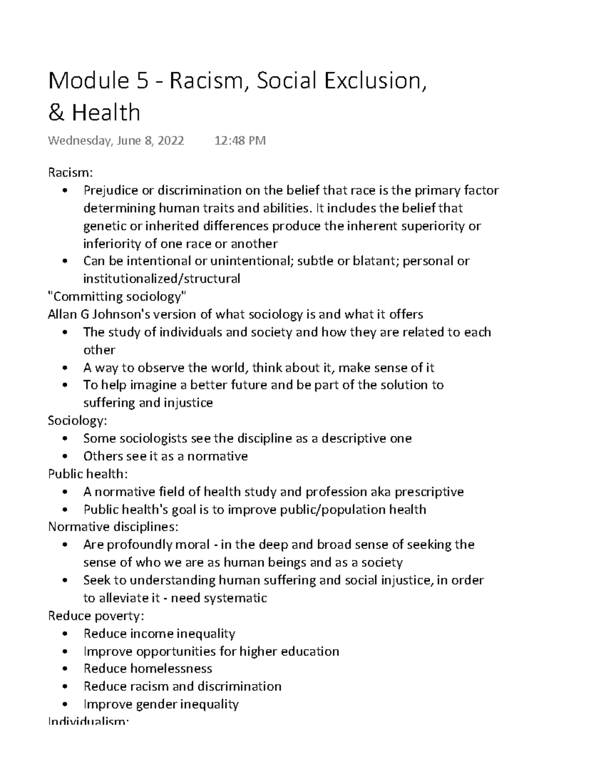 Module 5 - Racism, Social Exclusion, & Health - Racism: Prejudice or ...