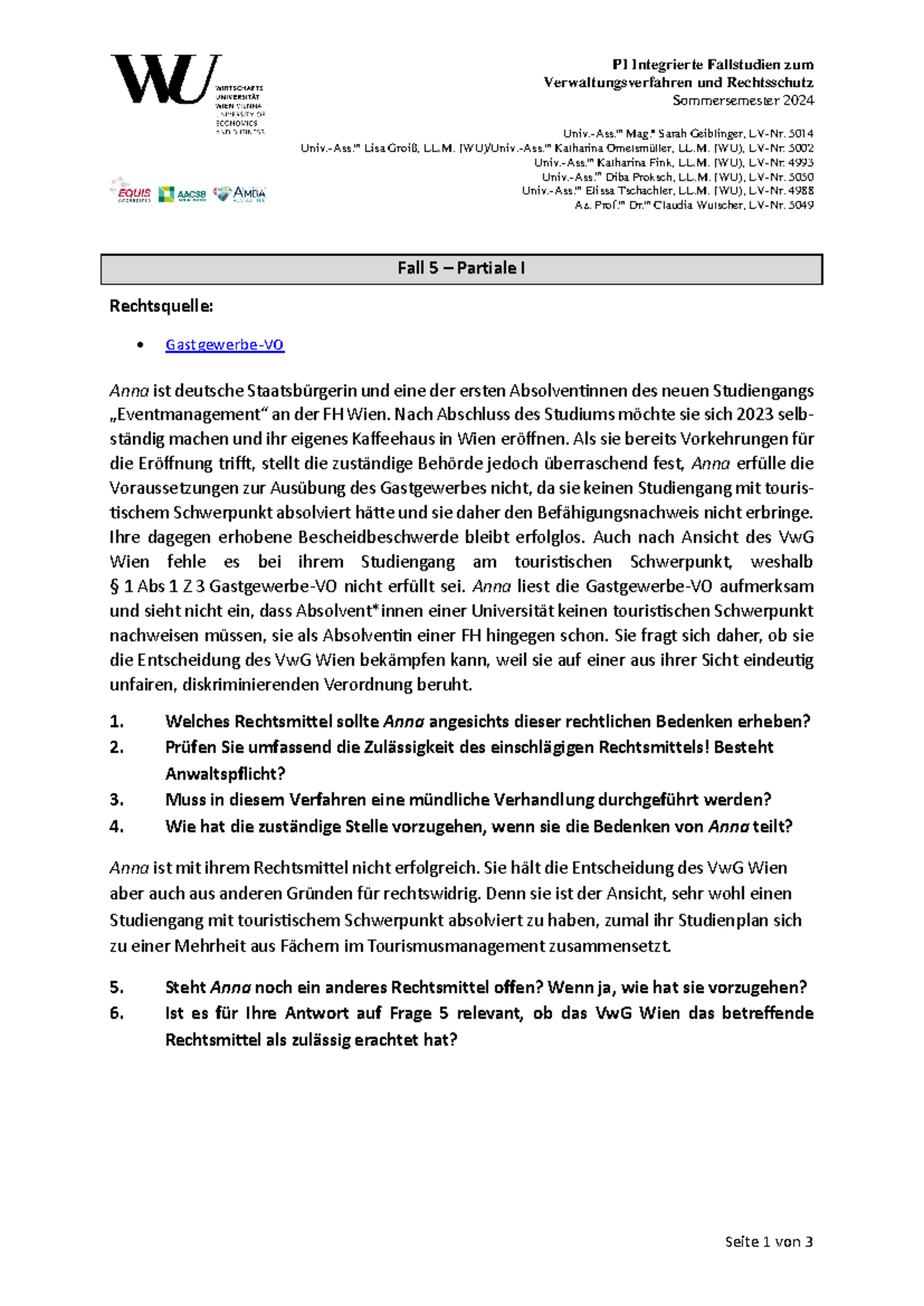 SS 2024 Fall 5 Angabe - PI Integrierte Fallstudien zum Verwaltungsverfahren und Rechtsschutz ...