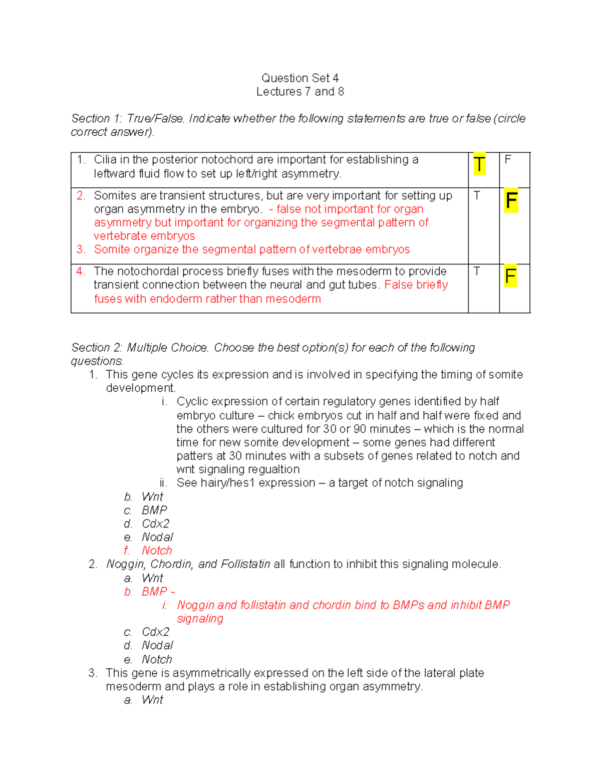Question Set 4 & Exam 1 Review 2024 - Question Set 4 Lectures 7 and 8 Section 1: True/False ...