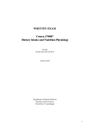 EFA exercise-1 - Exercise on fatty acids - Exam question from the ...