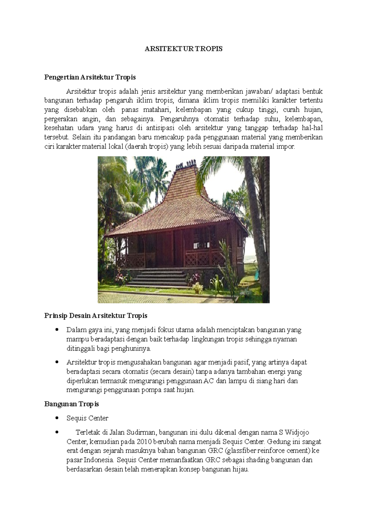 Arsitektur Tropis Ariel - ARSITEKTUR TROPIS Pengertian Arsitektur ...