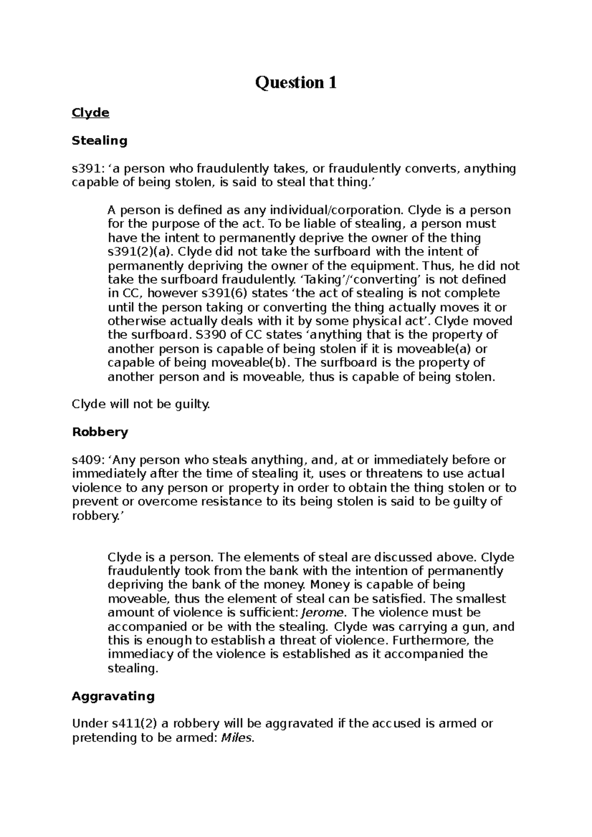 HELP - Practice exam questions for criminal law exam (includes answers ...