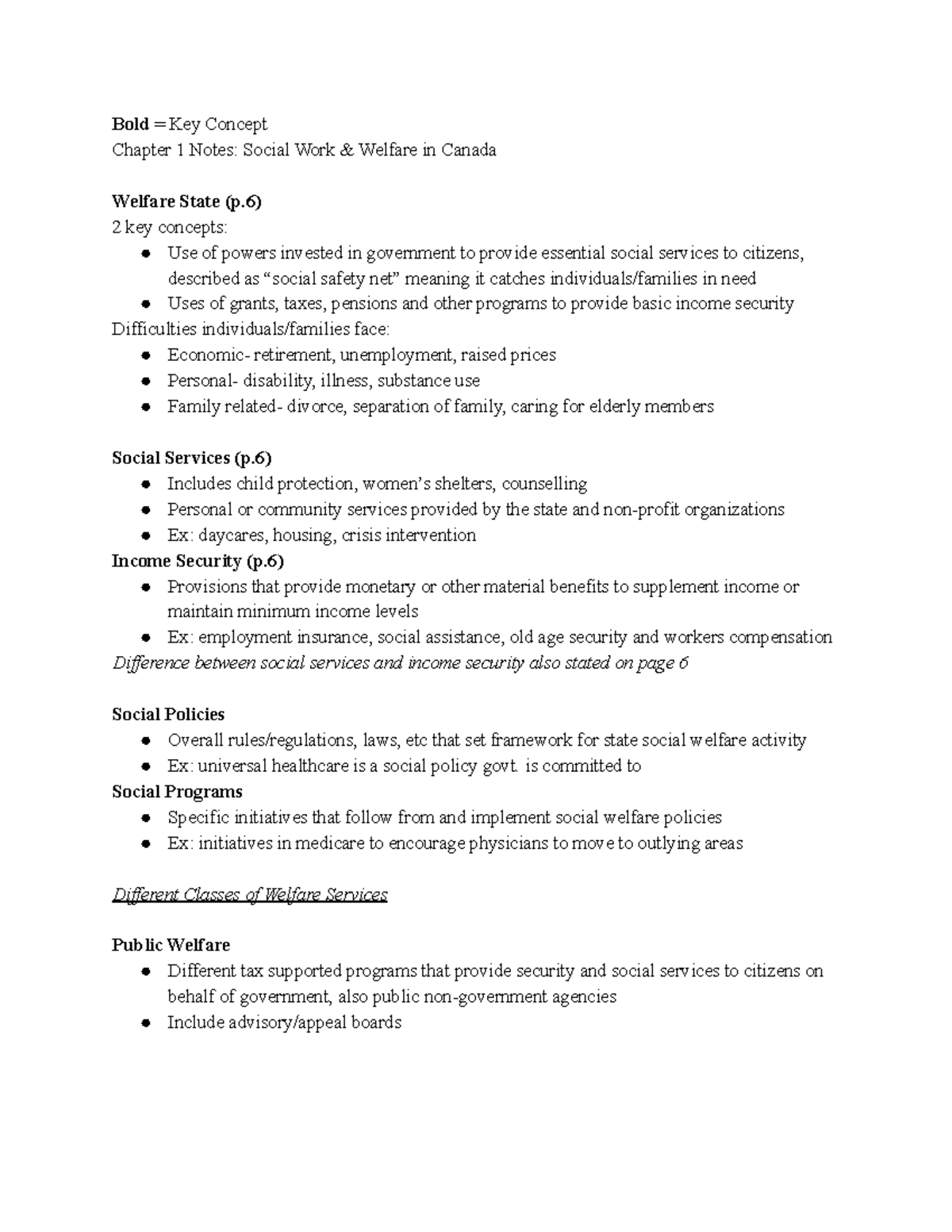 Social Work 1710 - Lecture notes - Bold = Key Concept Chapter 1 Notes ...