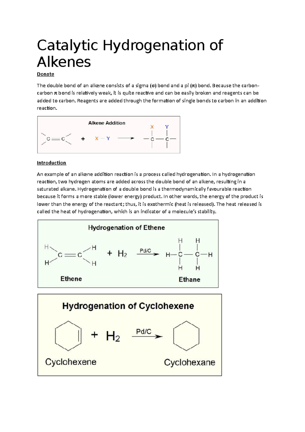 Catalytic Hydrogenation of Alkenes - Catalytic Hydrogenation of Alkenes ...