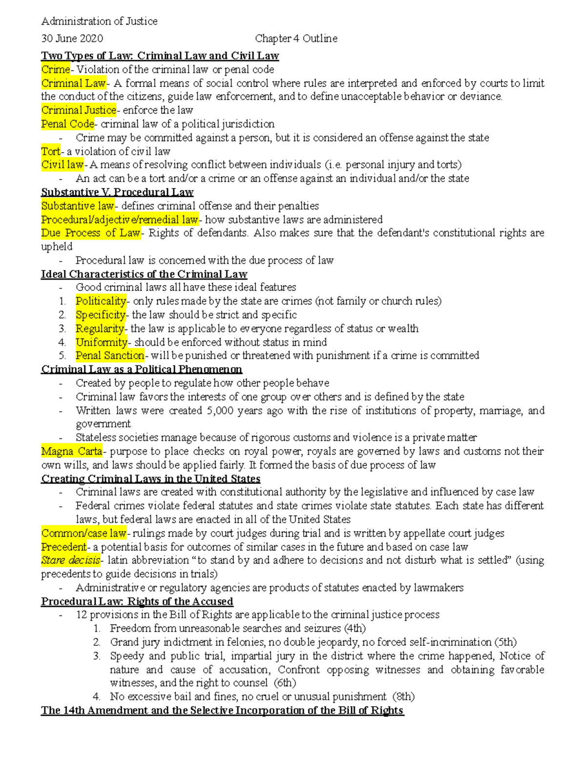 Adjus 01 Chapter 4 Outline - Administration of Justice 30 June 2020 ...