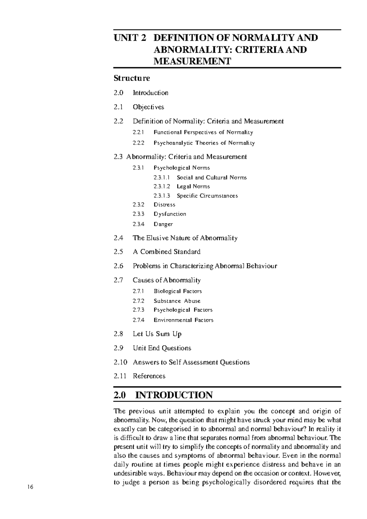 Unit-2 - Study material - Normality andAbnormality UNIT 2 DEFINITION OF ...