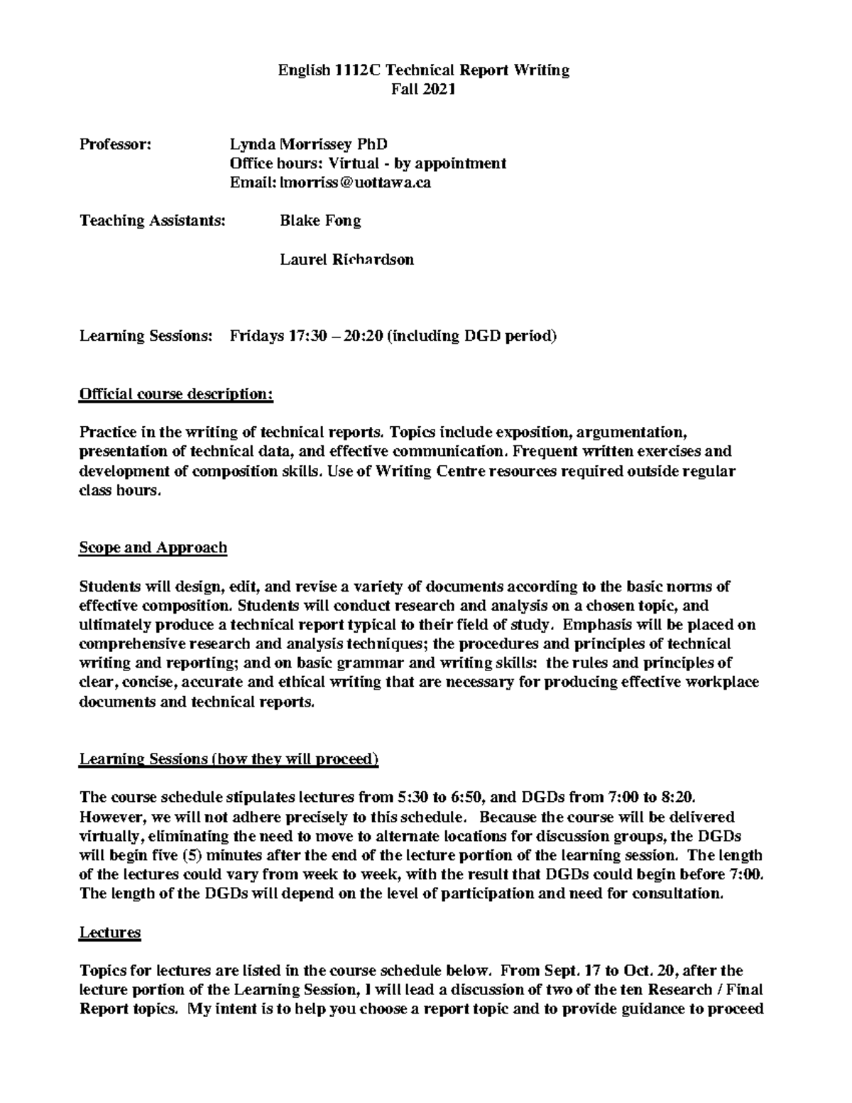 Syllabus for ENG1112 C - Fall 2021 Semester - English 1112C Technical ...