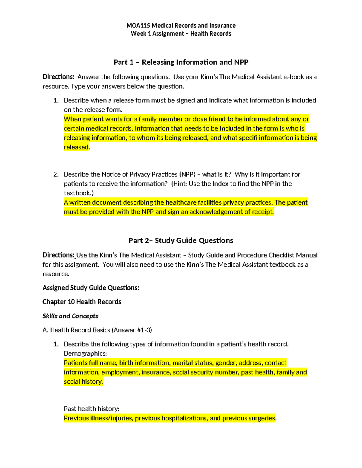 Wk1Assignment - medical - Week 1 Assignment – Health Records Part 1 ...