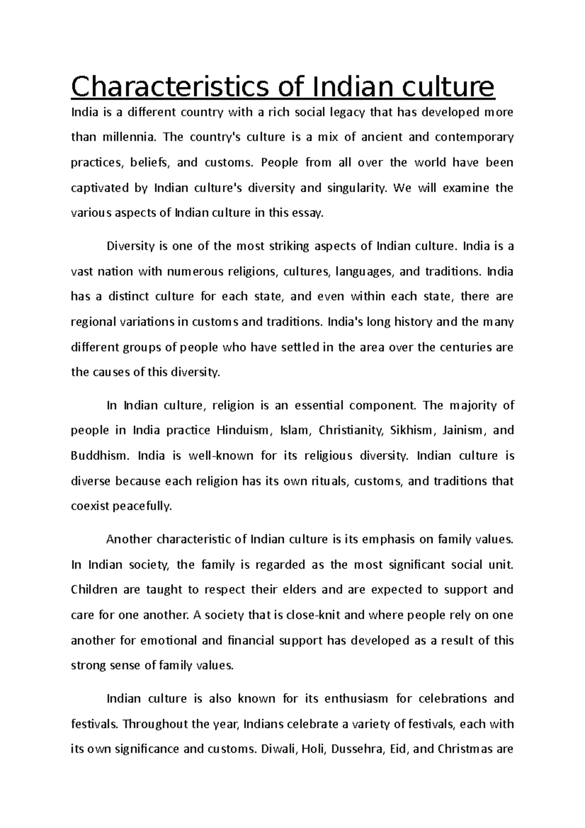 Characteristics of Indian culture - The country's culture is a mix of ...