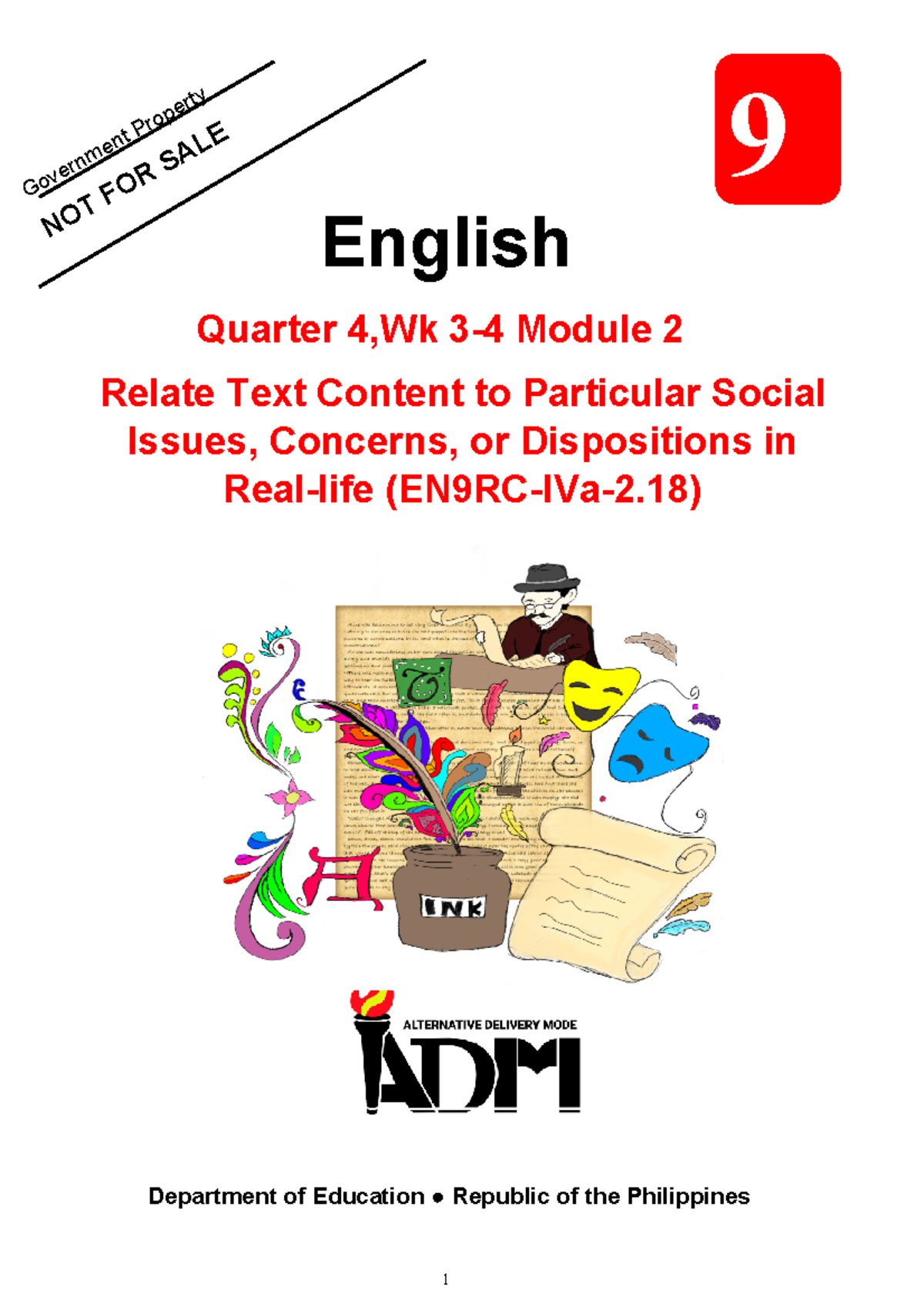English 9 - Module 2 ( Quarter 4 ) - Government Property NOT FOR SALE English Quarter 4,Wk 3-4 ...