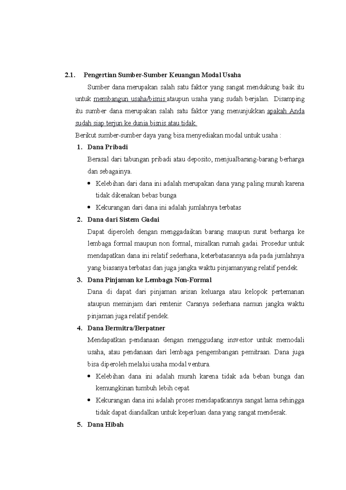 Sumber-Sumber Keuangan Modal Usaha - Disamping itu sumber dana ...