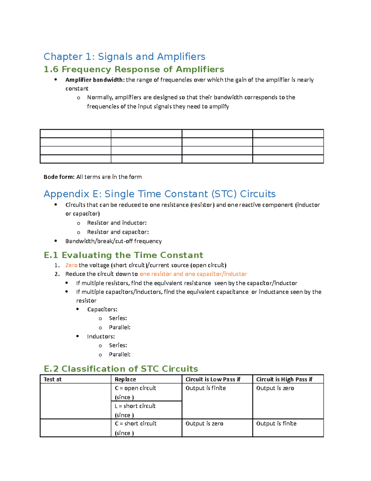 ECE240-Textbook-Notes - Chapter 1: Signals and Amplifiers 1 Frequency ...