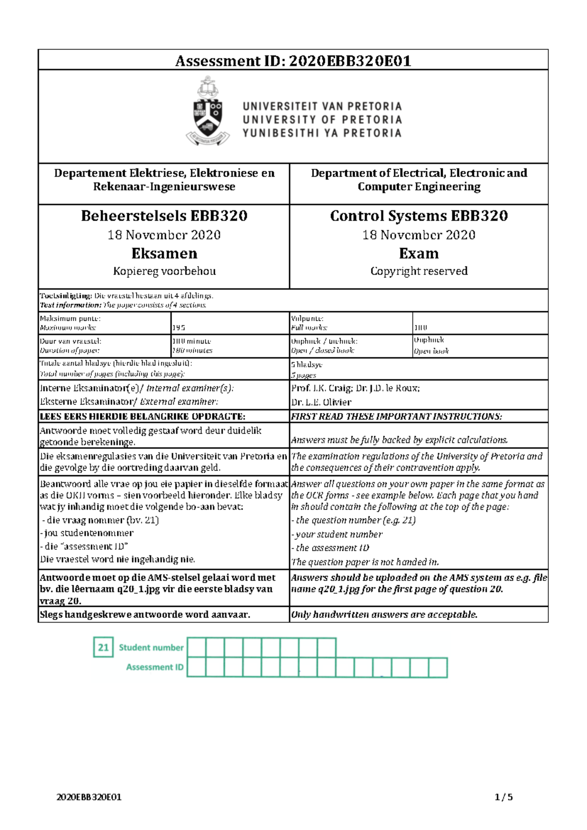 EBB320 E01 2020 - 2020 EXAM - Assessment ID: 2020 EBB32 0 E 01 ...