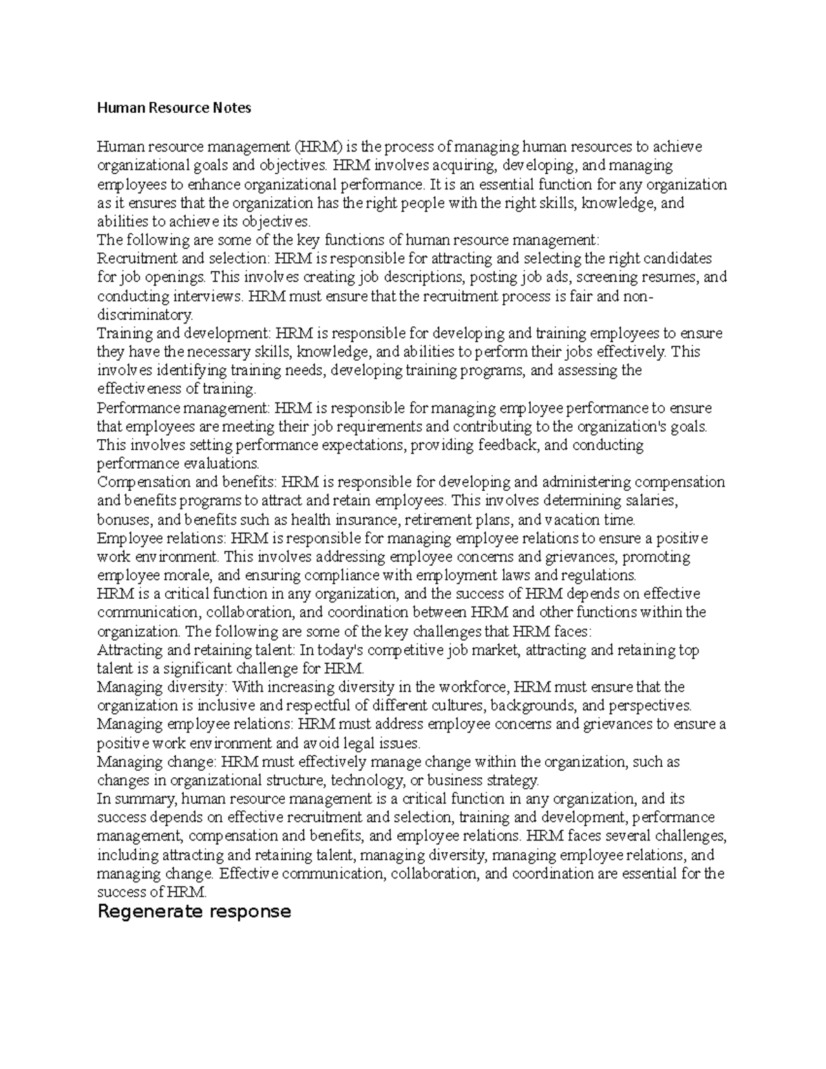 Human Resource Notes - Human Resource Notes Human resource management ...