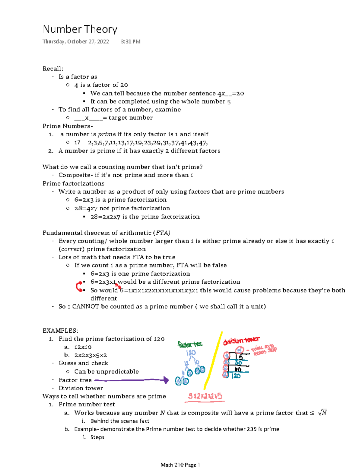 Number Theory - math 210 - Slippery Rock University - Studocu