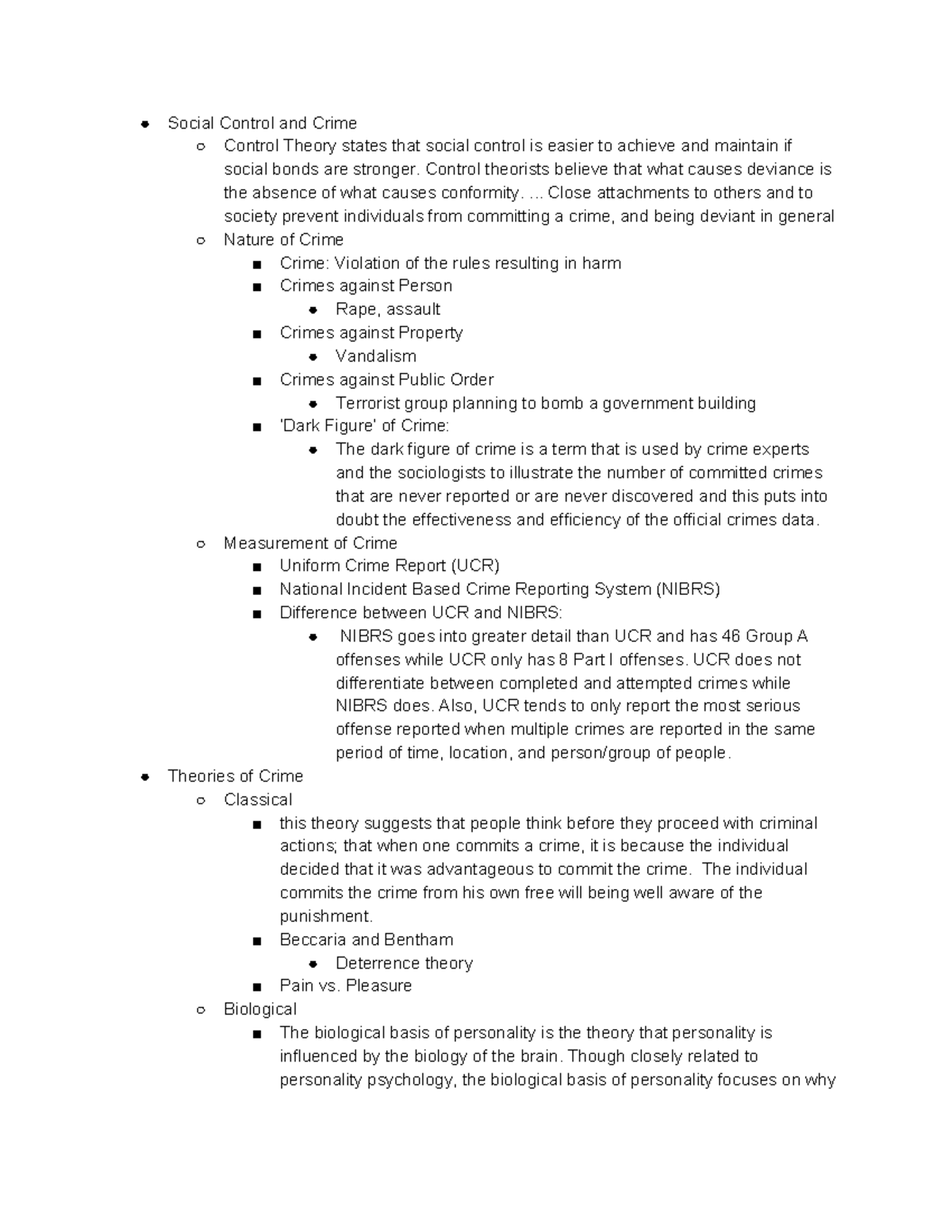 Crim101-final study guide - Social Control and Crime Control Theory ...