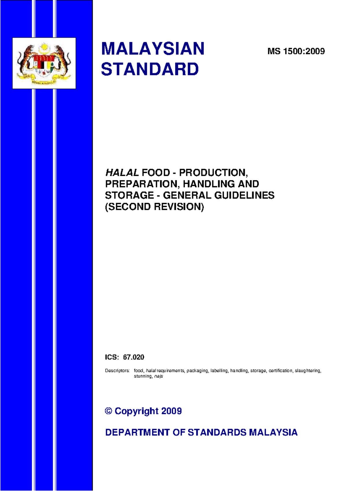MS 1500 2009 - Reference for Halal food handling - HALAL FOOD ...