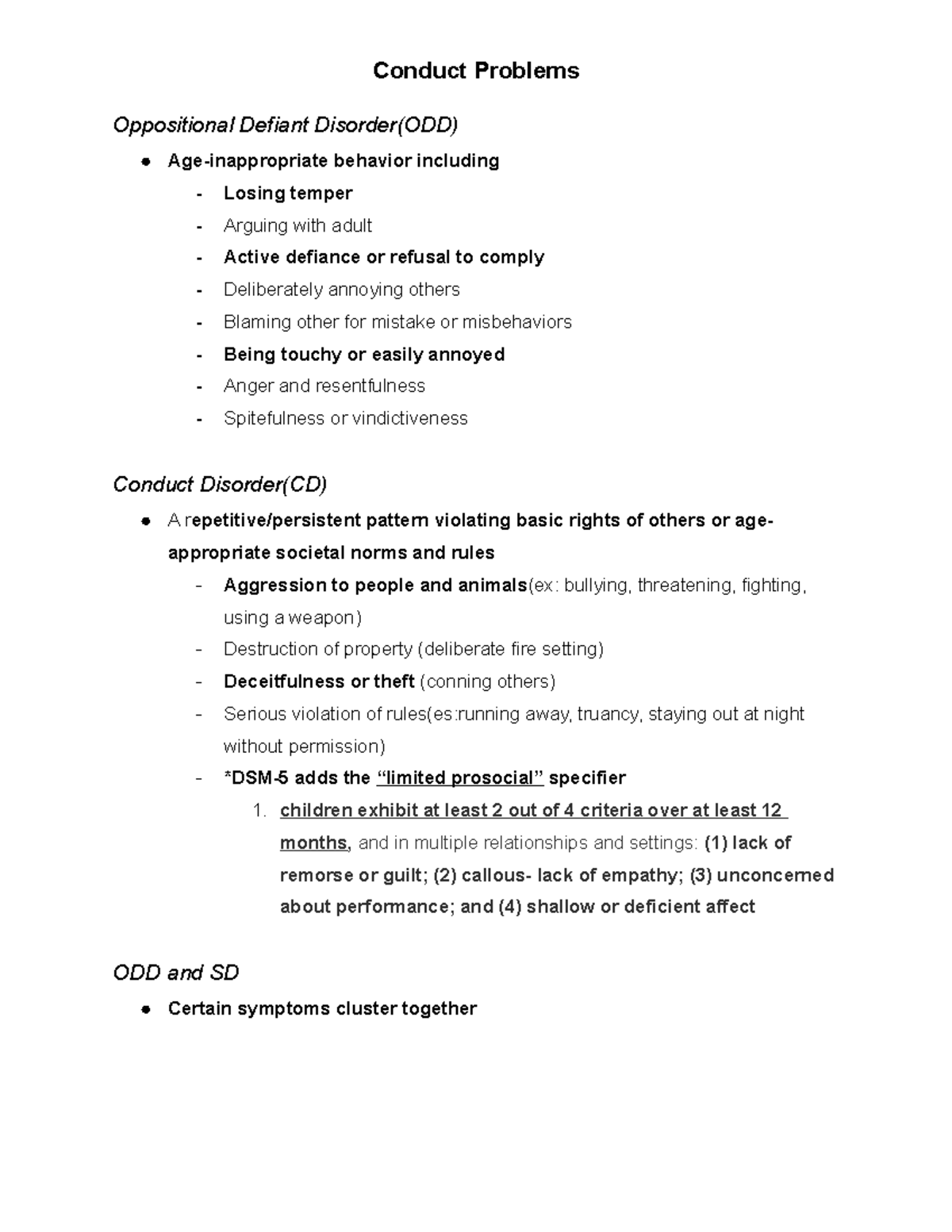 Week 5 Lecture 1 - Conduct Problems Oppositional Defiant Disorder(ODD ...