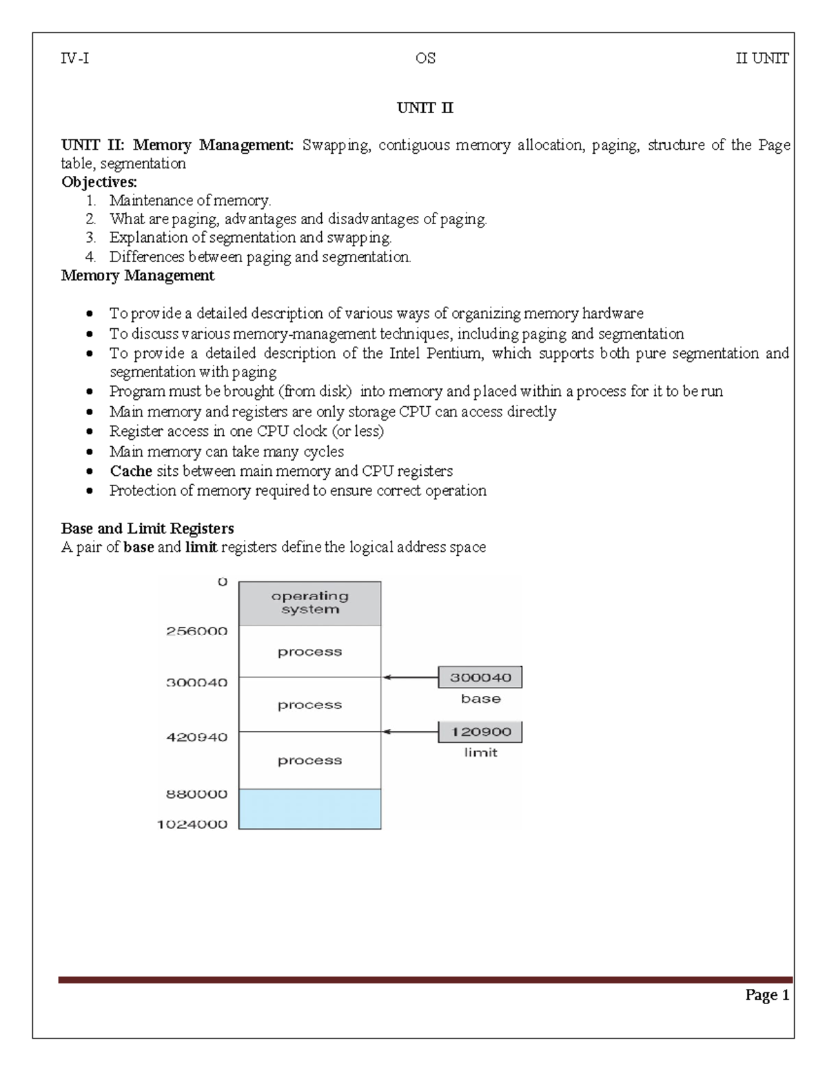 AOS UNIT 2 Document - M.tech Ads notes - UNIT II UNIT II: Memory ...