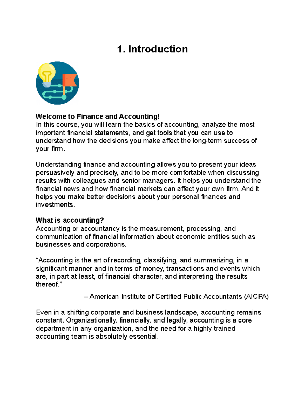 Finance and Accounting General Knowledge and Information - 1 ...