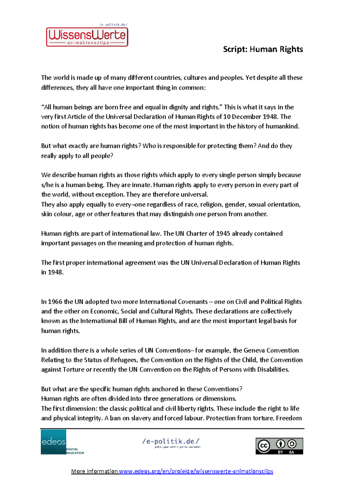 Script Human Rights - The world is made up of many different countries ...