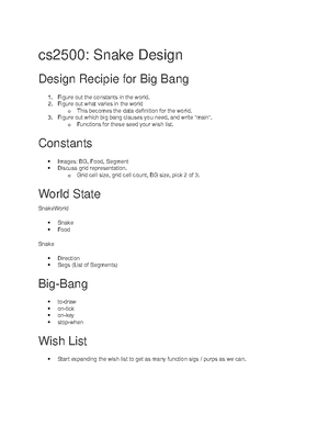 Procedures - Notes - CS 2500 - ormap andmap/foldr - Studocu