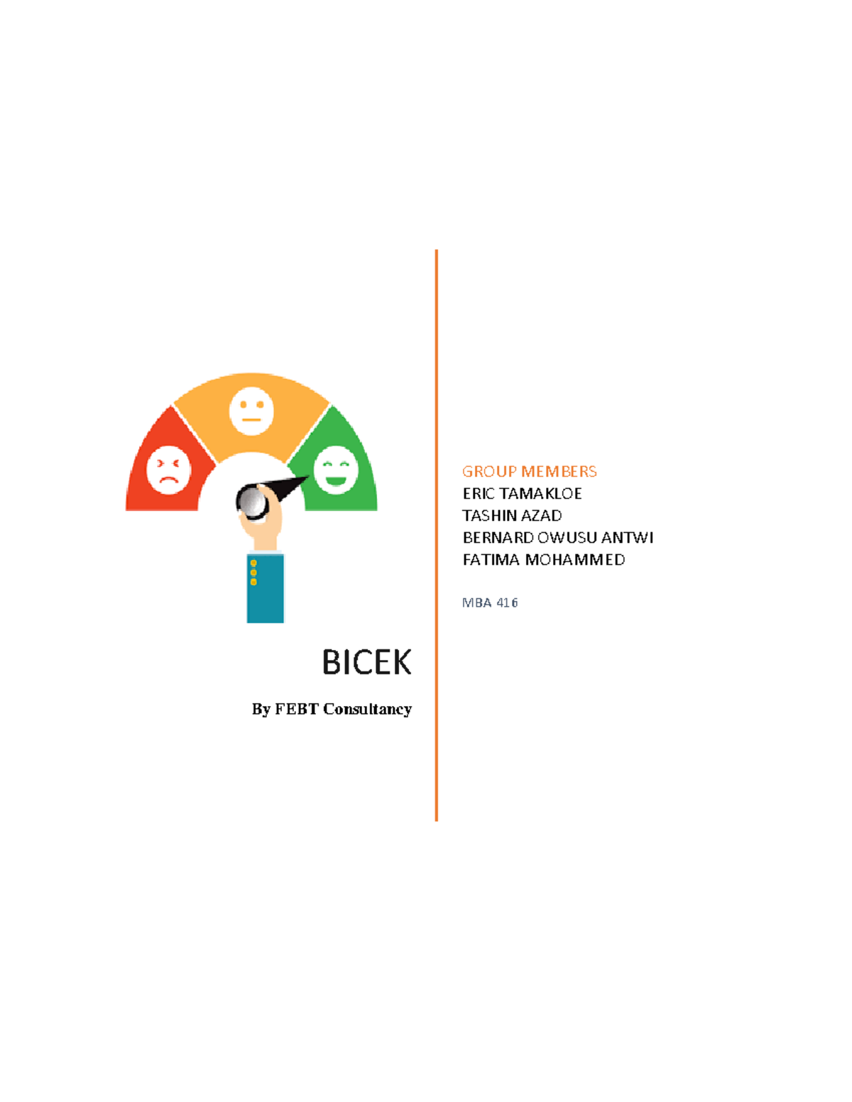 Project Report - BICEK By FEBT Consultancy GROUP MEMBERS ERIC TAMAKLOE ...