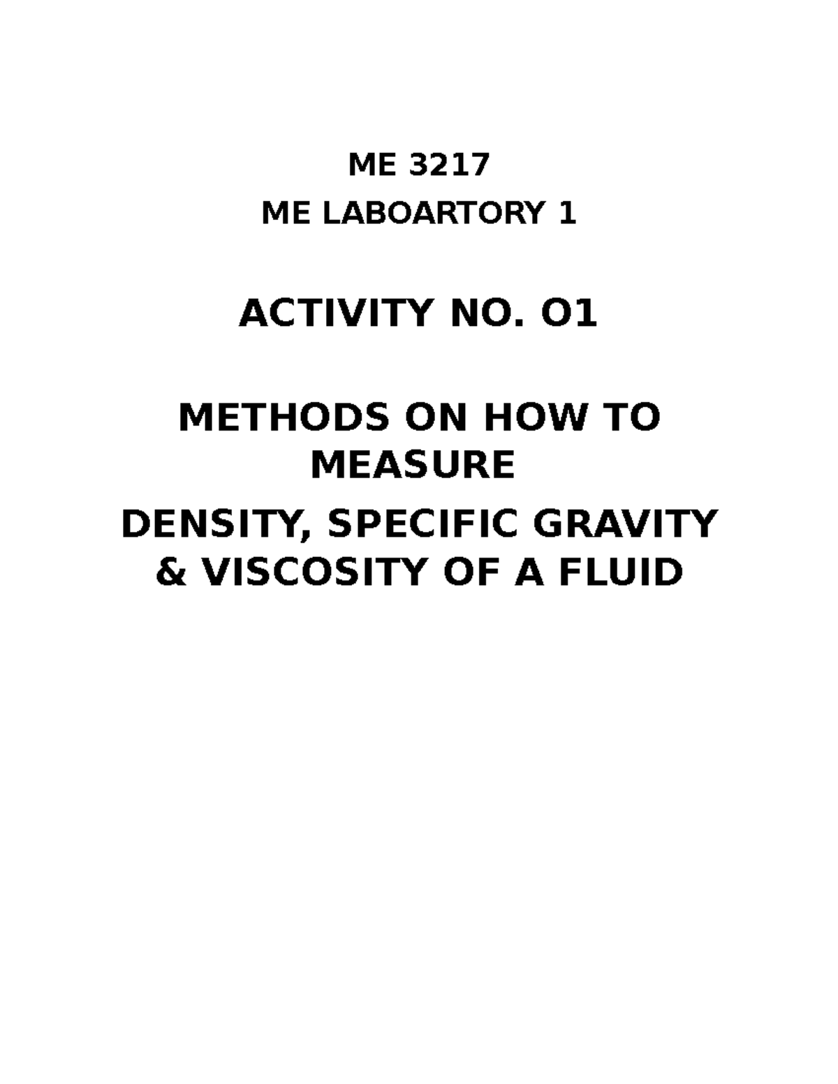 ME3217- Activity 1- Group 3-BSME3-1 - ME 3217 ME LABOARTORY 1 ACTIVITY ...