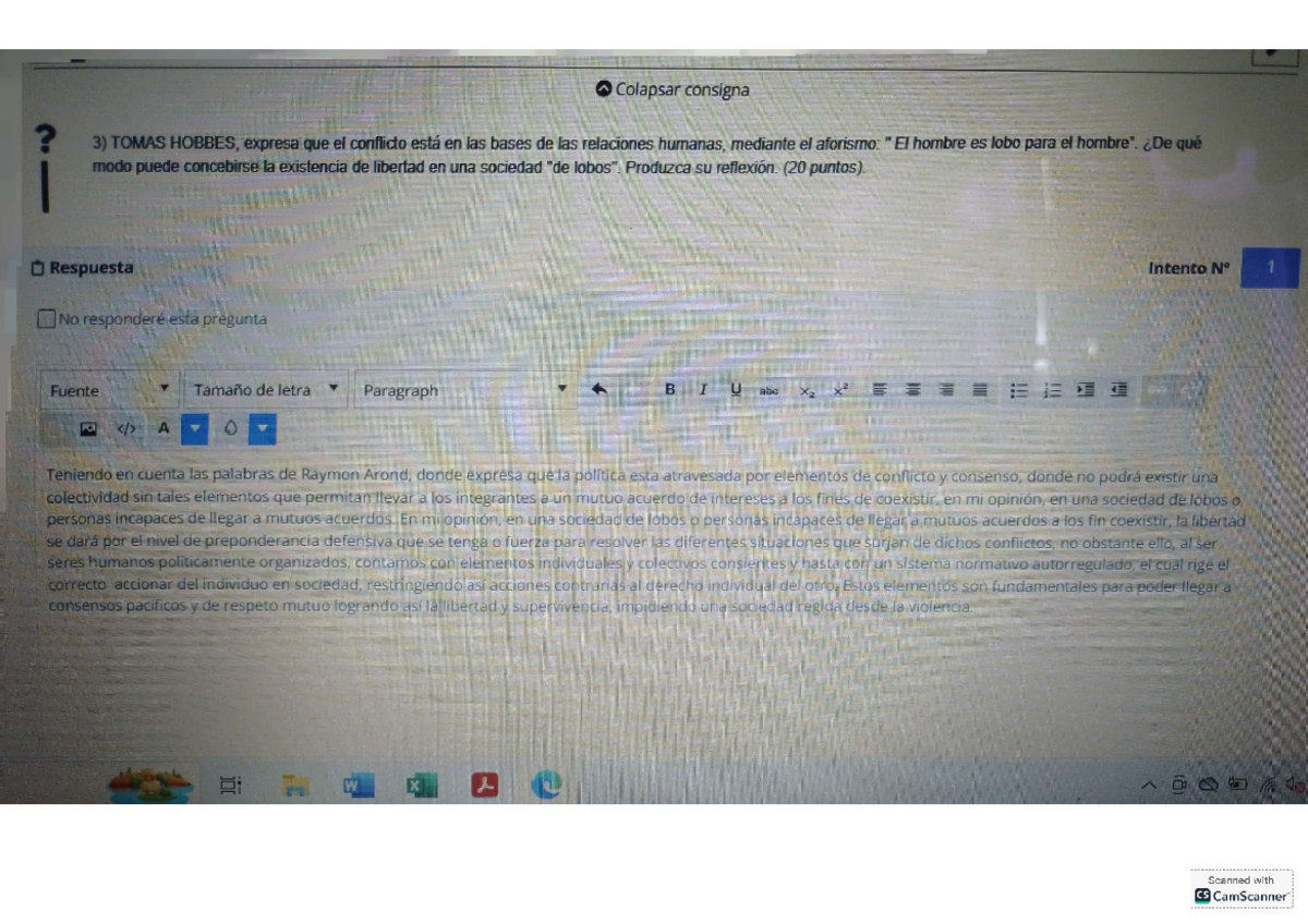Cam Scanner 11-10-2024 09 - Colapsar consigna 3) TOMAS HOBBES, expresa que el conflicto está en ...