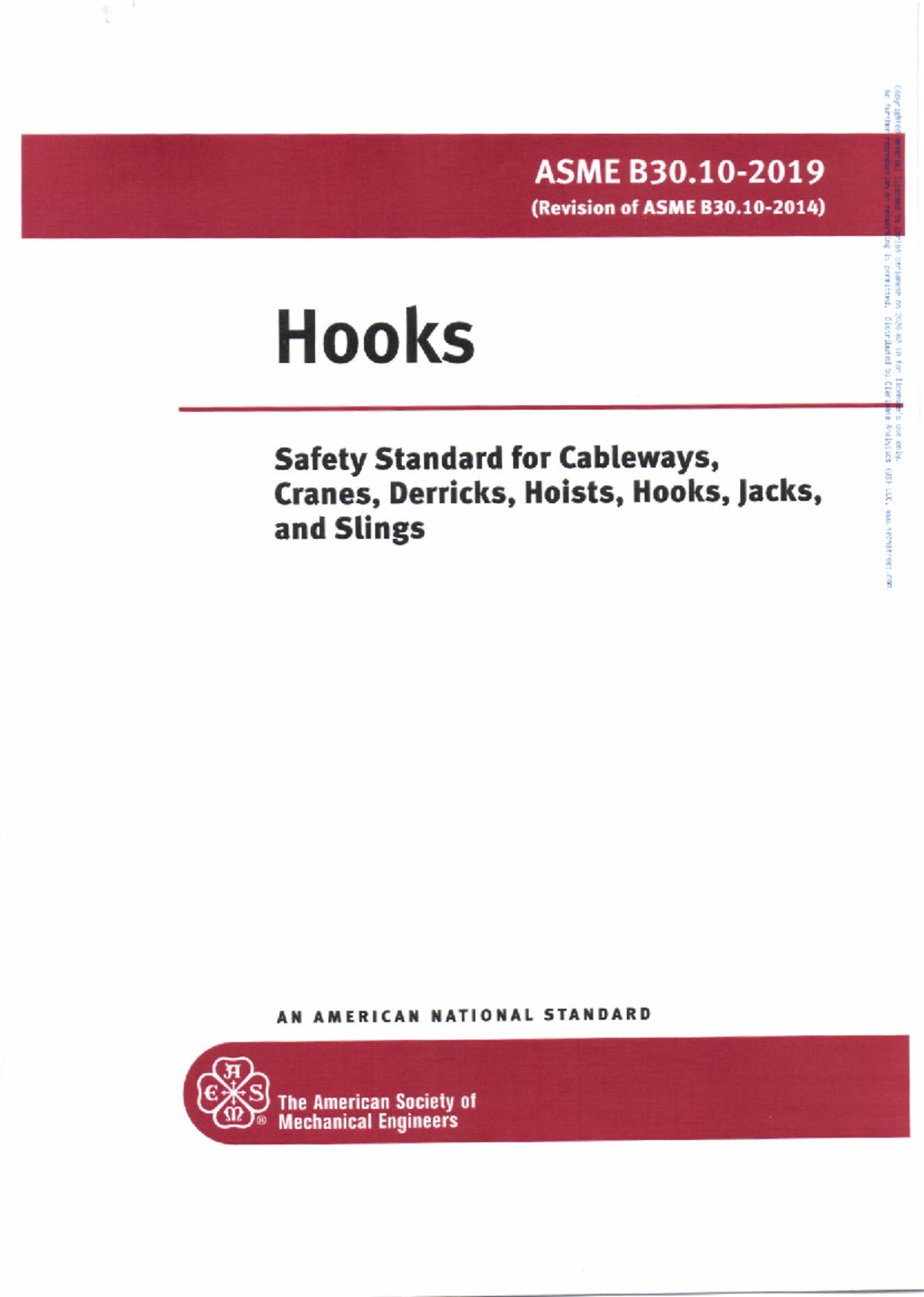 ASME B30.10 Ganchos 2019 - Hooks Safety Standard for Cableways, Cranes ...