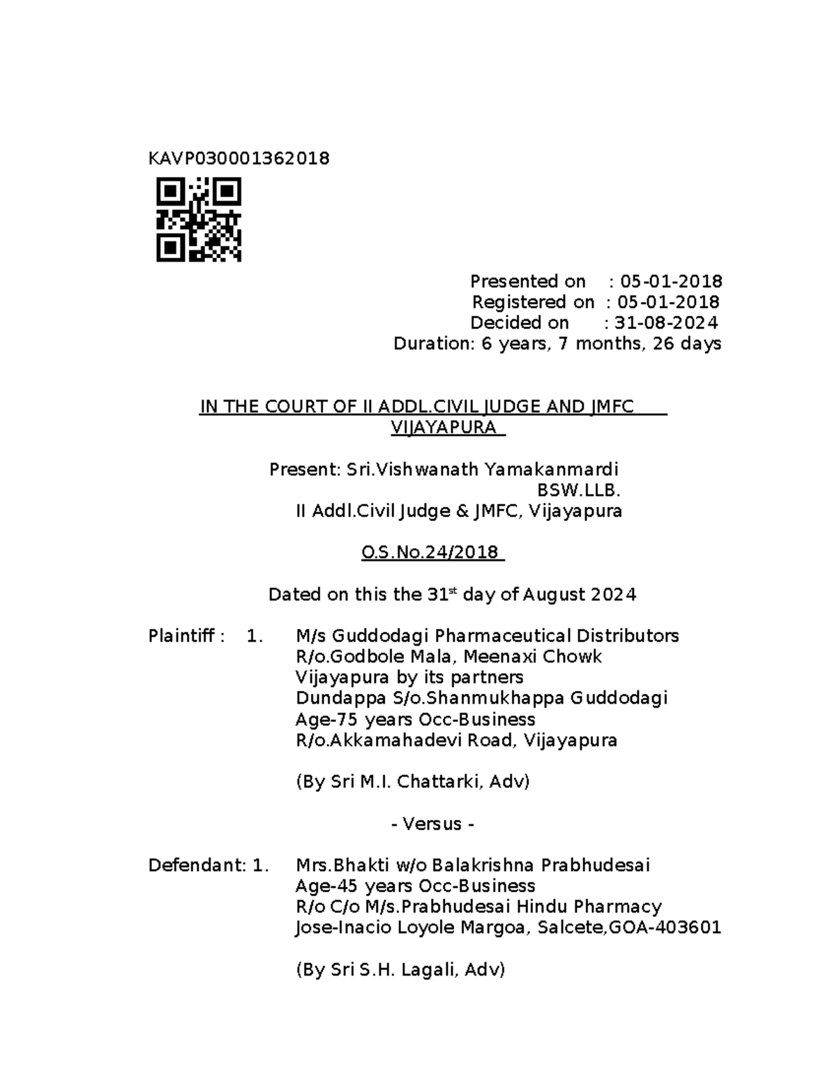 Vijayapura - Need draft of appeal against money decree and stay ...