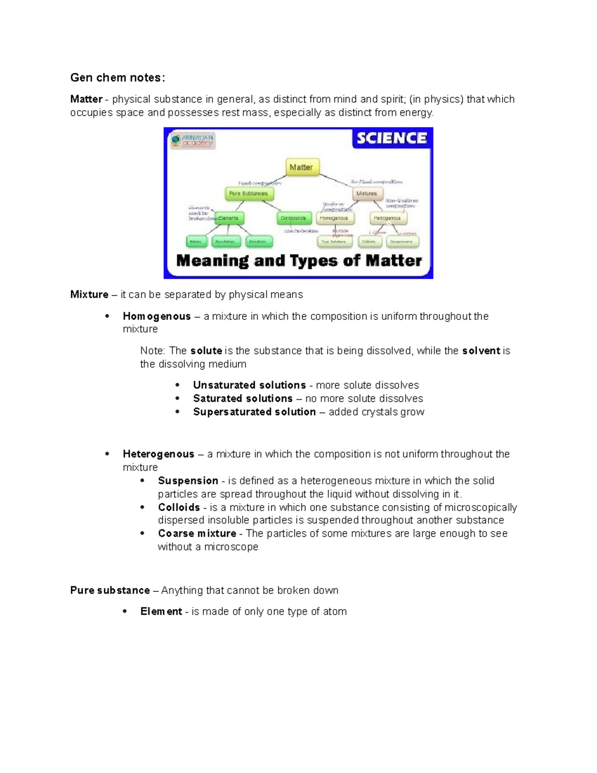 Gen-chem-notes - General Chemistry. - Gen chem notes: Matter - physical ...