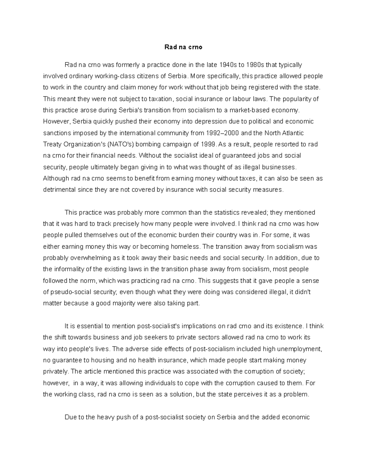 Shortopnion peice for essay description, - Rad na crno Rad na crno was ...