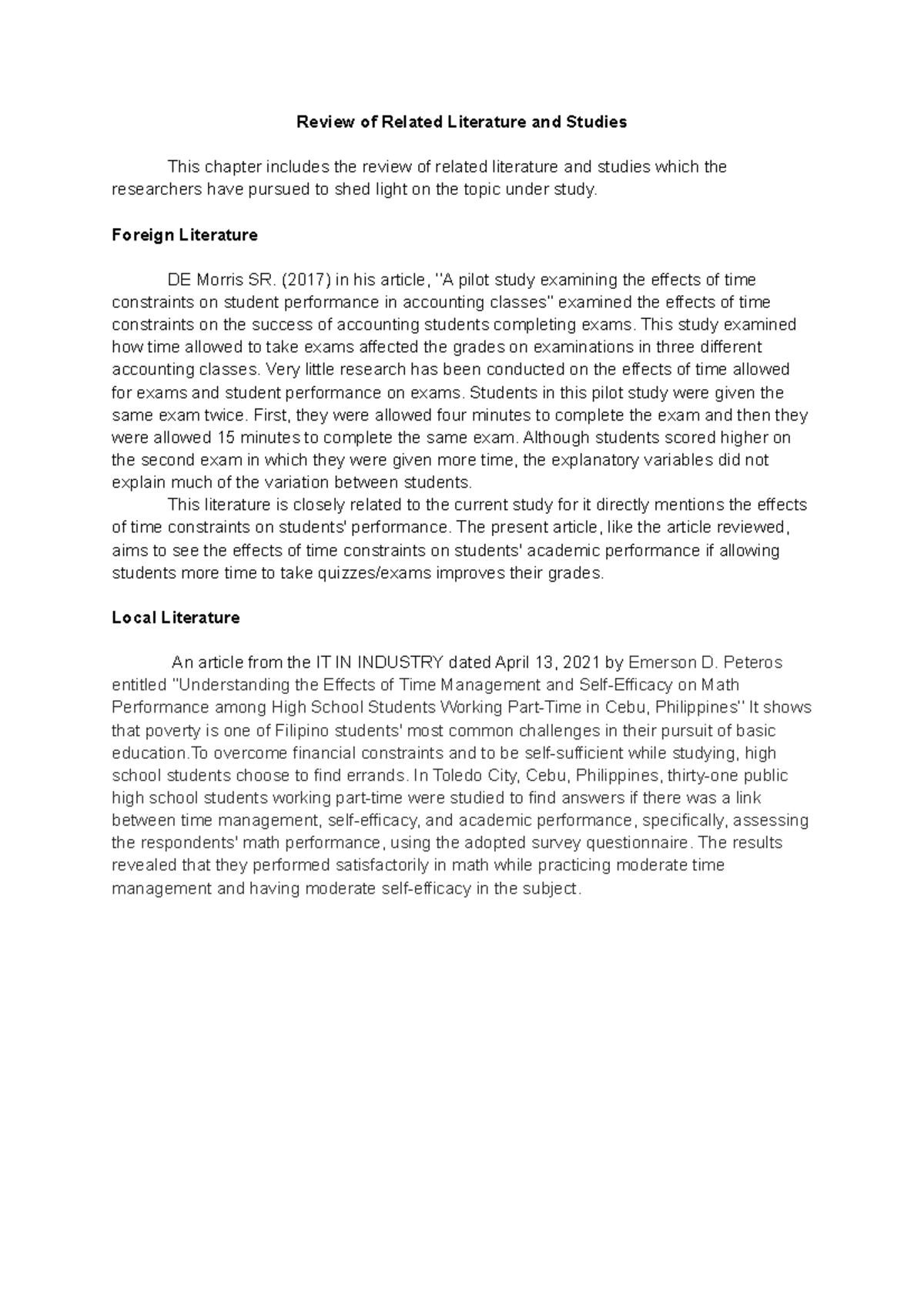 RRL - qweqe - Review of Related Literature and Studies This chapter ...