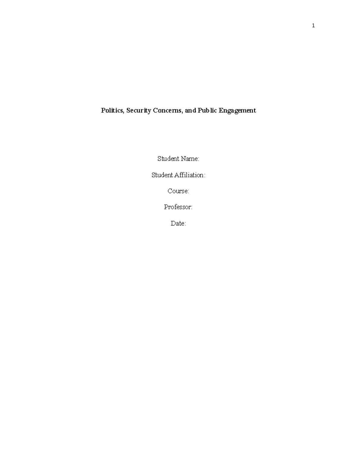 Politics, security concerns and public engagement - Politics, Security ...