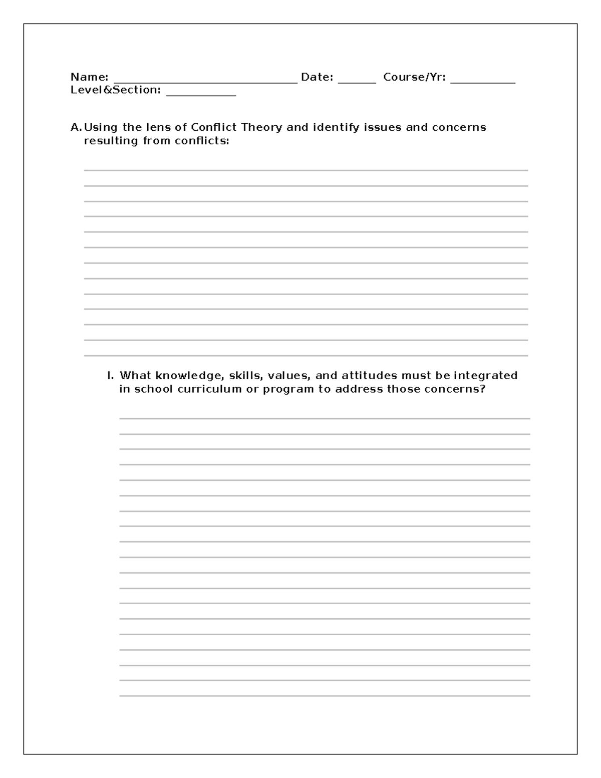 Draft- Format FOR Handwritten Answers - Name ...