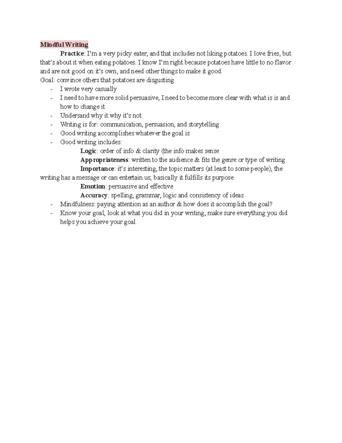 Mindful Writing - Professor Watson - Mindful Writing Practice: I’m a ...