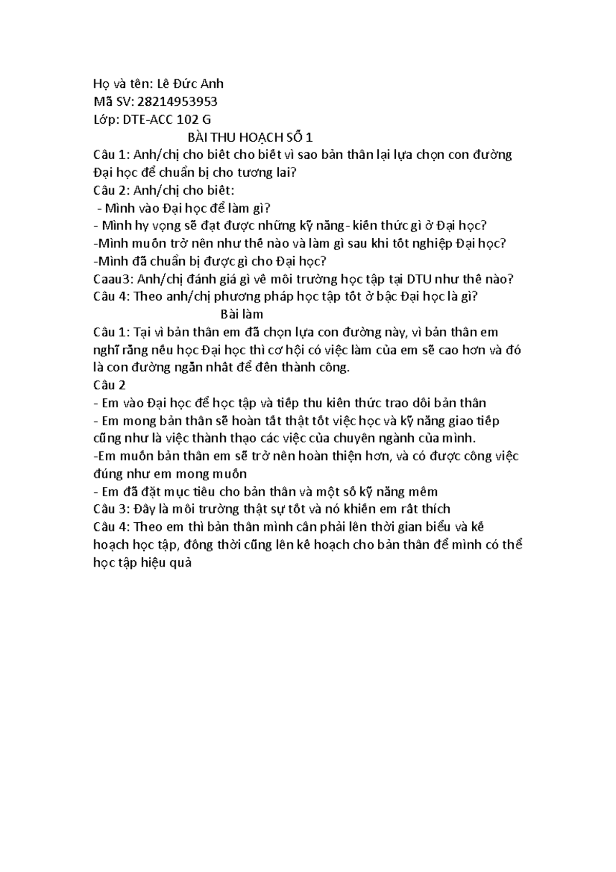 Leducanh - ádsad - H ọ và tên: Lê Đ c Anhứ Mã SV: 28214953953 L p: DTE ...