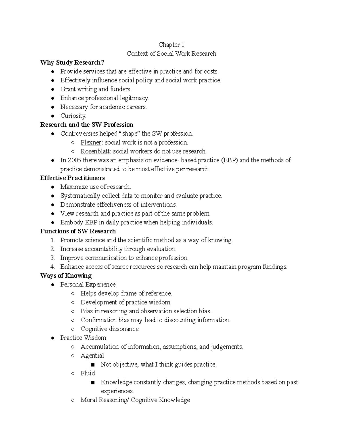 Soc Wk 3410- Introduction to Research in Social Work - Chapter 1 ...