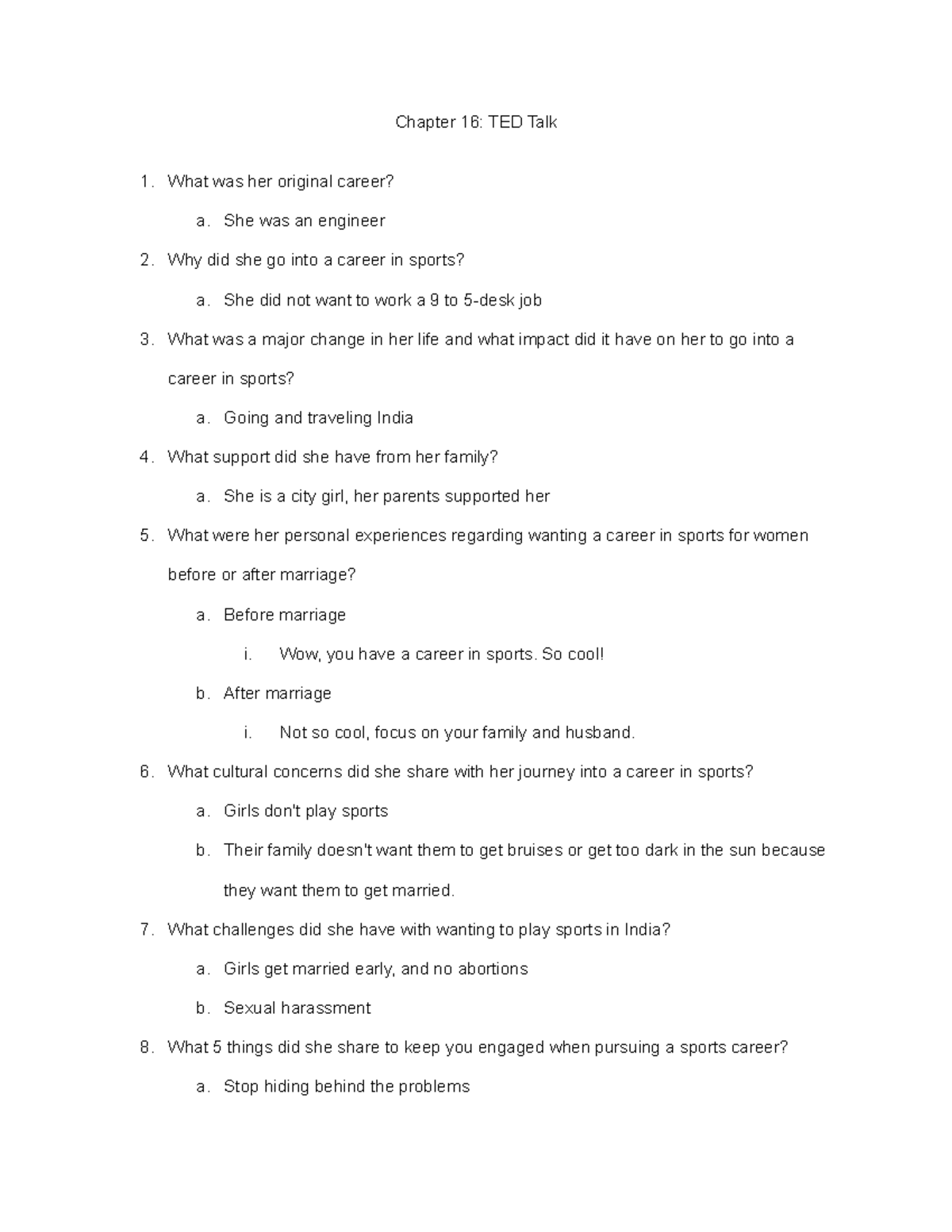 Chapter 16 TED Talk - Kin 078 - Fall 2022 - Chapter 16: TED Talk What ...