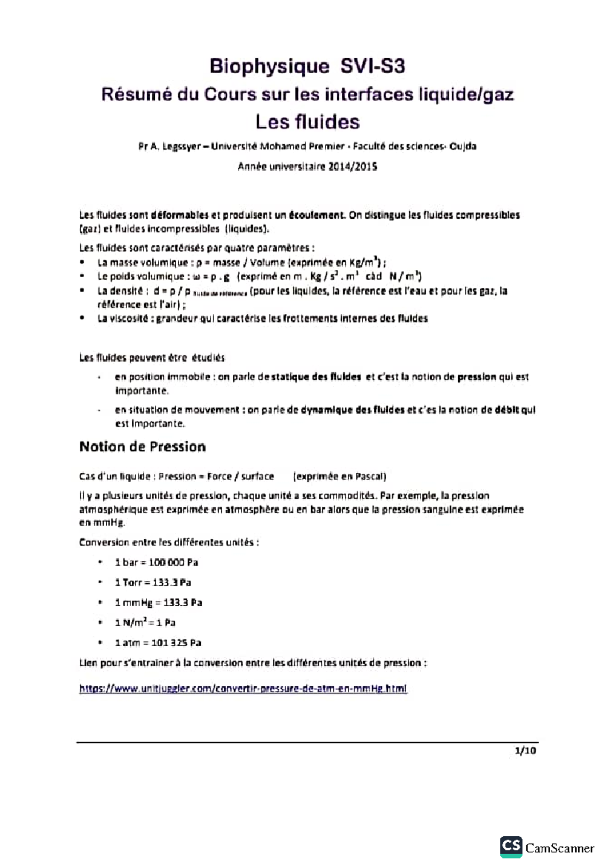 Biophysique 1 - Studocu