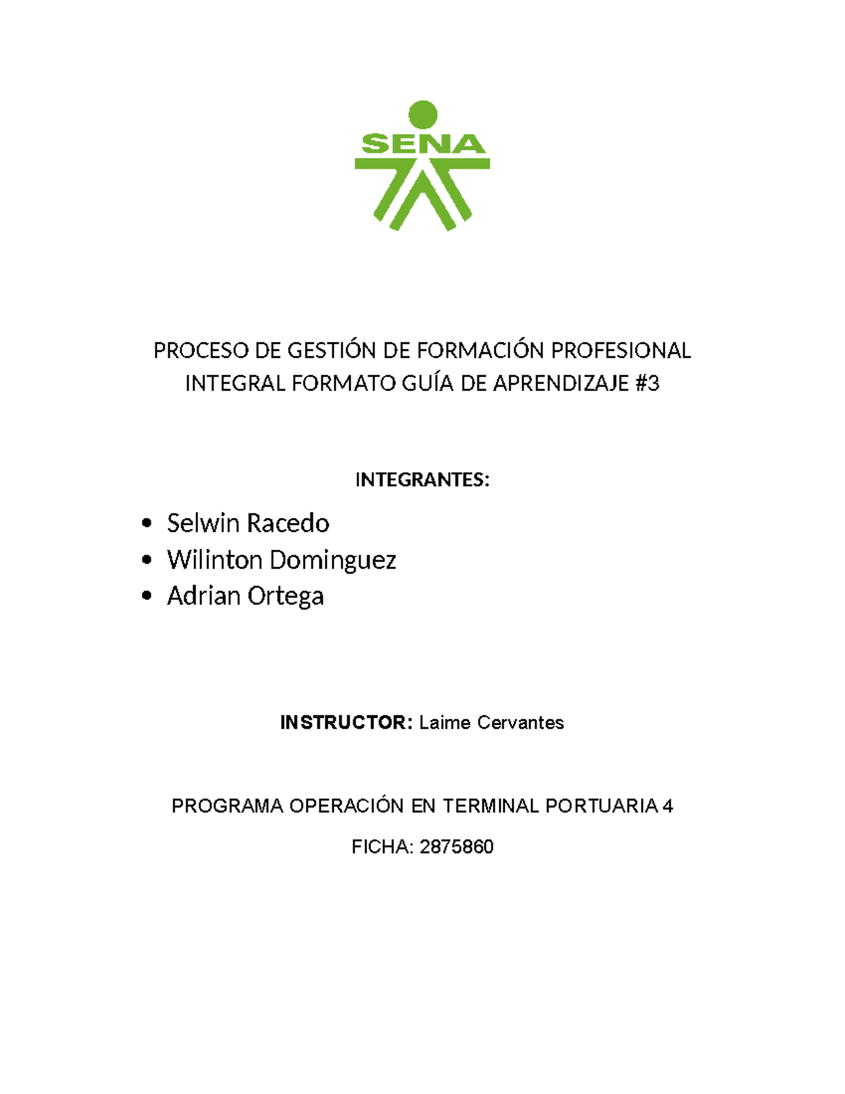 GUIA #3 Selwin Racedo J - Manejo de equipos portuarios - PROCESO DE ...