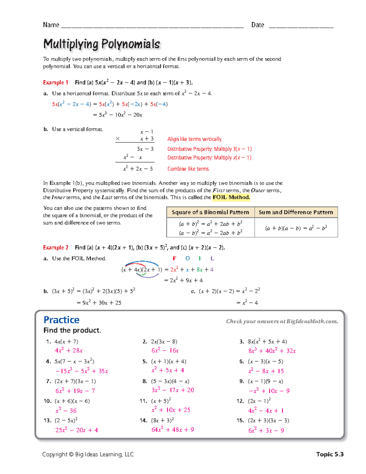 Hscc srh 0503 a - Sorry I need this - Copyright © Big Ideas Learning ...