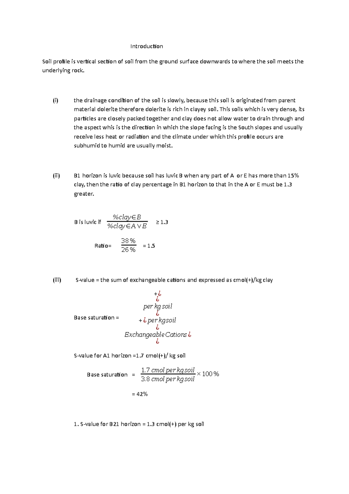 SOIL Assigment Final - SIZWE - Introduction Soil profile is vertical ...