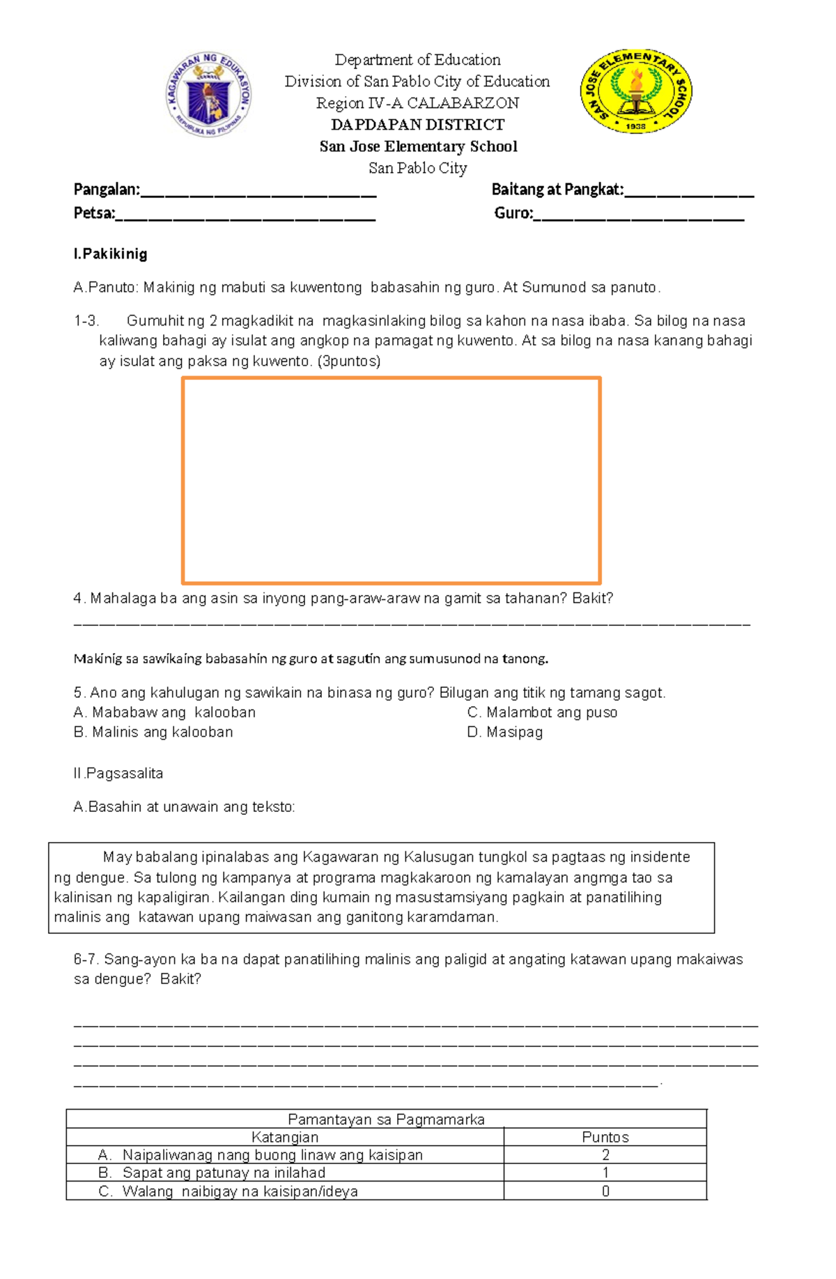 PT Filipino 5 Q1 V2 - Department of Education Division of San Pablo ...