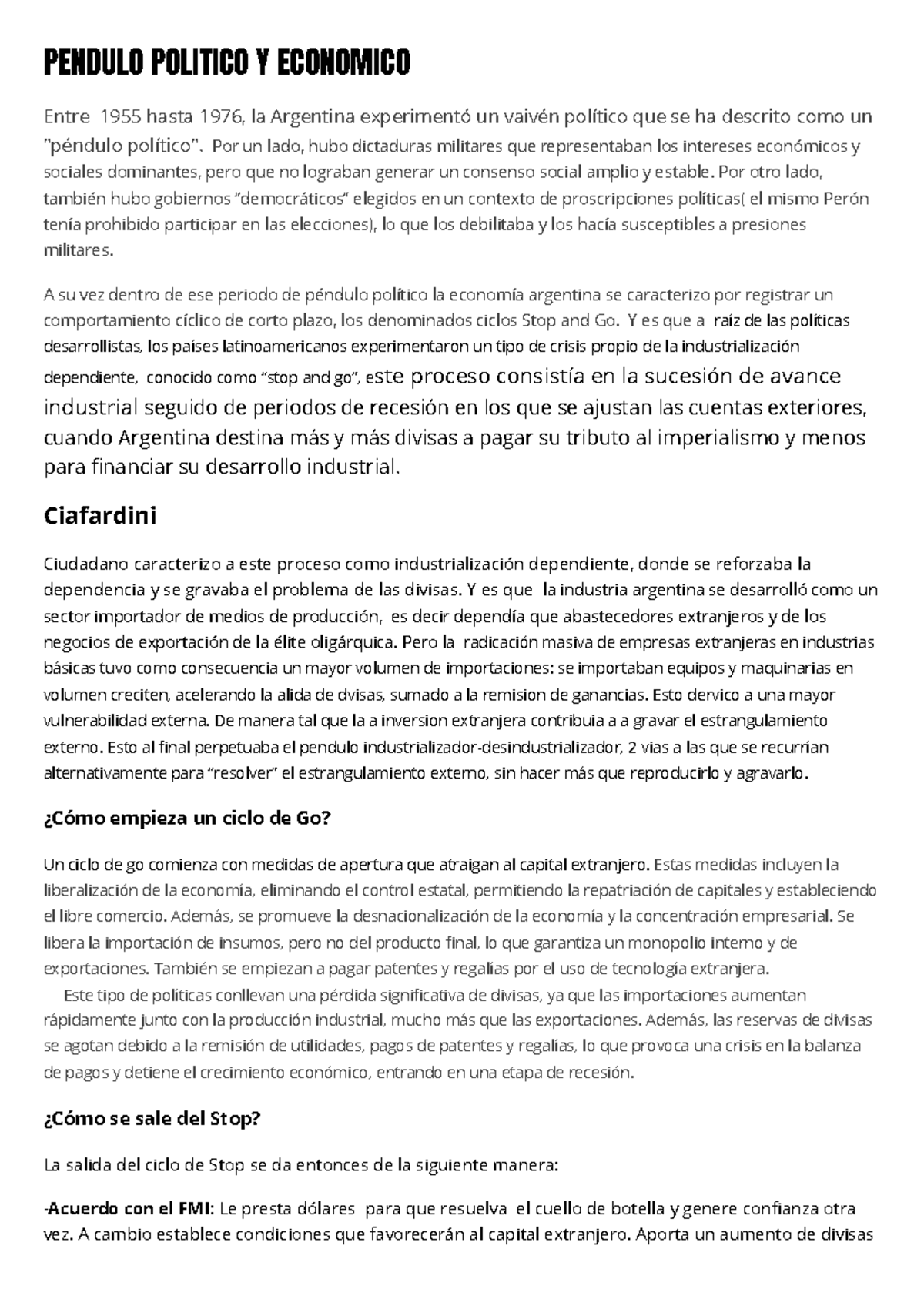 Pendulo Politico Y Economico - PENDULO POLITICO Y ECONOMICO Entre 1955 ...