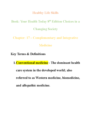 University Healthy Life Skills Chapter 2 Key Terms and Definitions ...