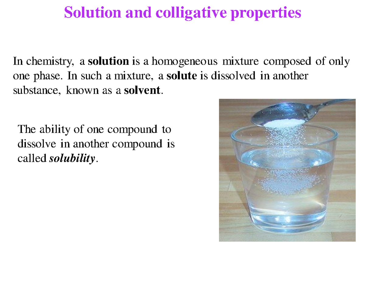 Solution - In chemistry, a solution is a homogeneous mixture composed ...