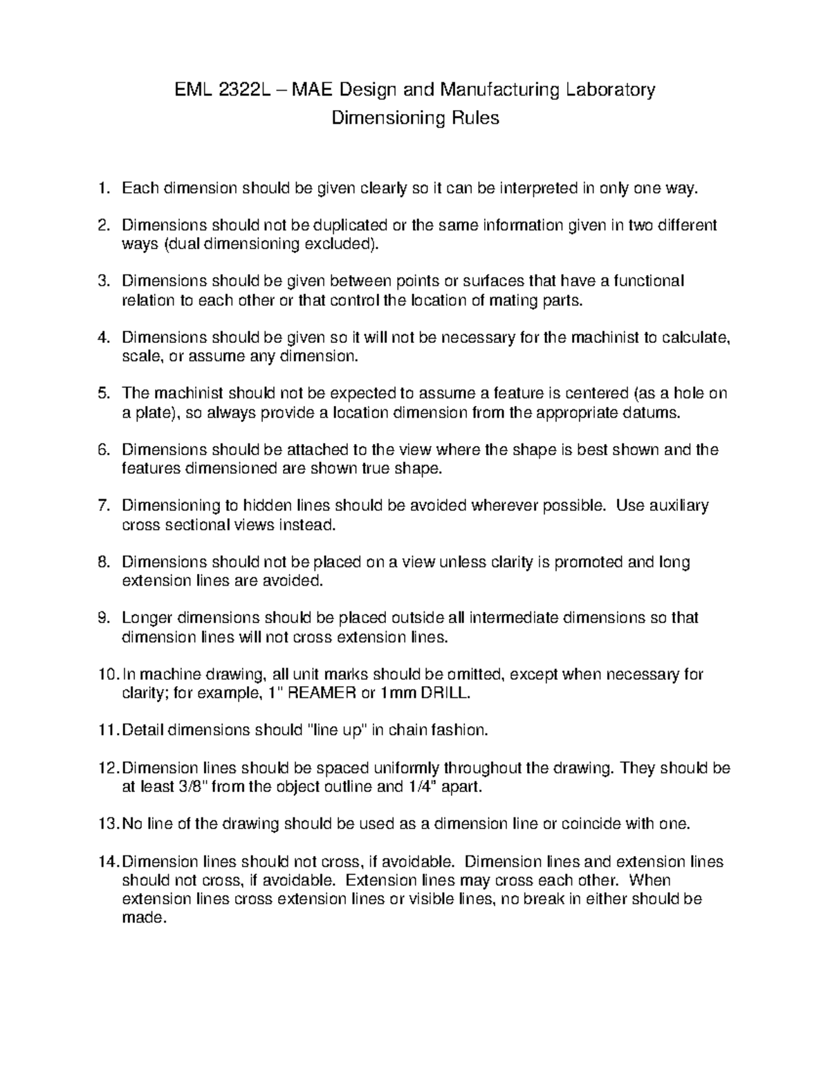 EML2322L Dimensioning Rules for computer - EML 2322L – MAE Design and ...