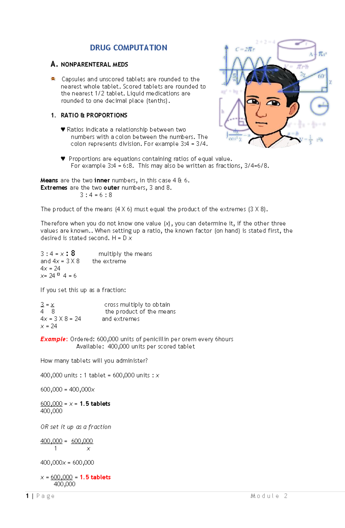 Final Module 2 - ........ - DRUG COMPUTATION A. NONPARENTERAL MEDS ...